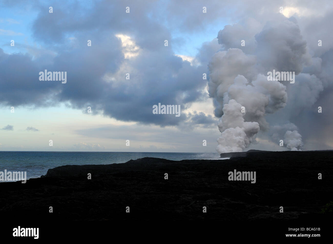 The Kilauea volcano, where lava meets the Pacific Ocean. Hawaii ...