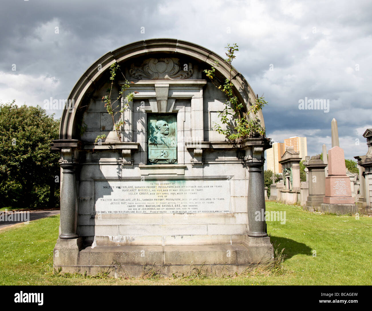 Memorial to Walter MacFarlane, founder of Saracen Foundry, Possilpark ...