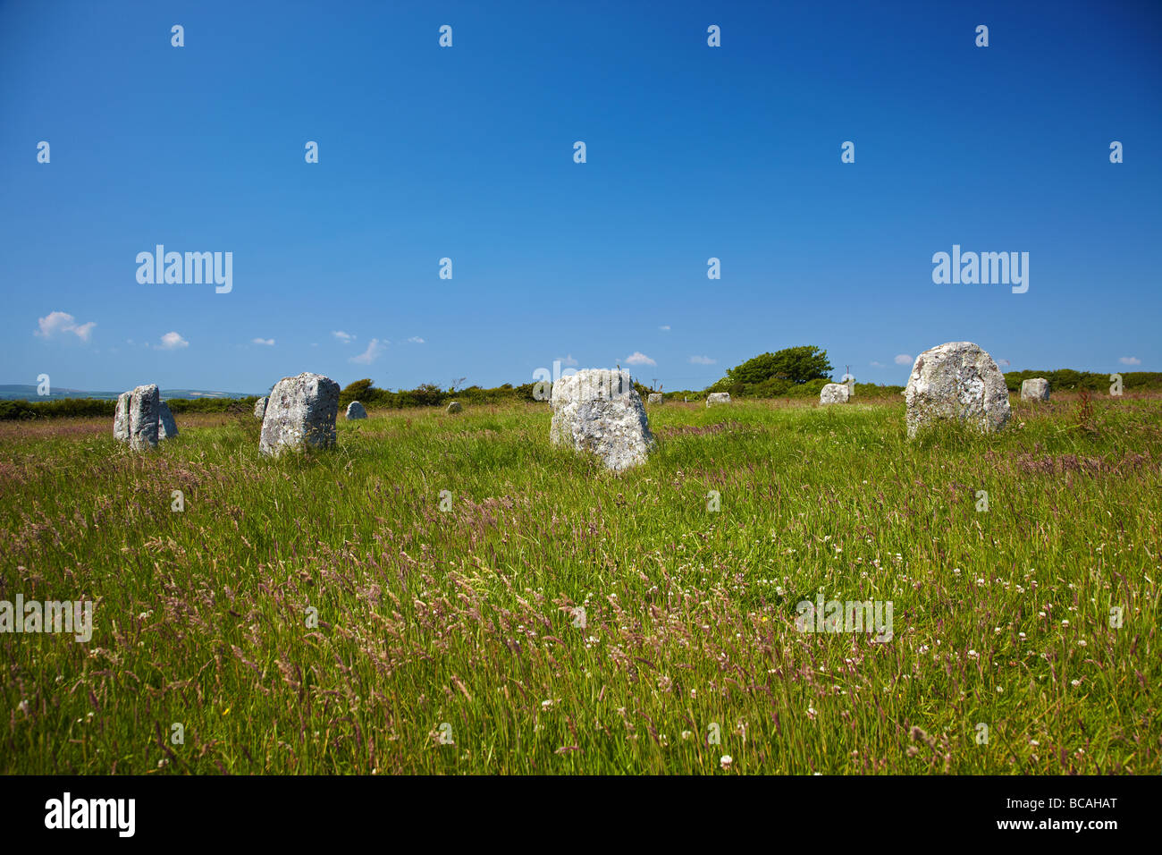 The Merry Maidens Neolithic Stone Circle near St Buryan, Cornwall ...