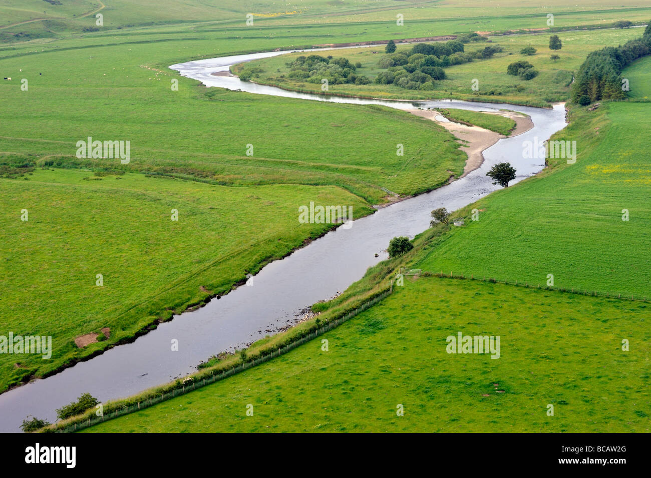 Aerial view of River Clyde, near Symington, South Lanarkshire, Scotland ...