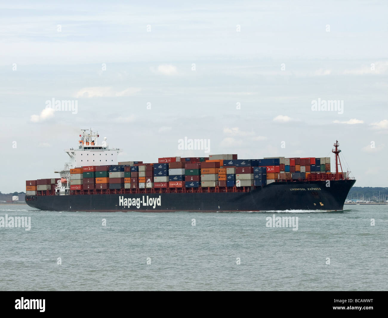 Container ship Liverpool Express leaving Southampton UK Stock Photo - Alamy