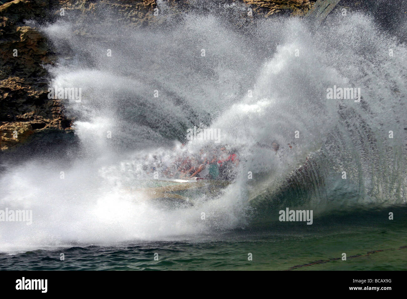 Big splash from a theme park ride in Italy Stock Photo - Alamy