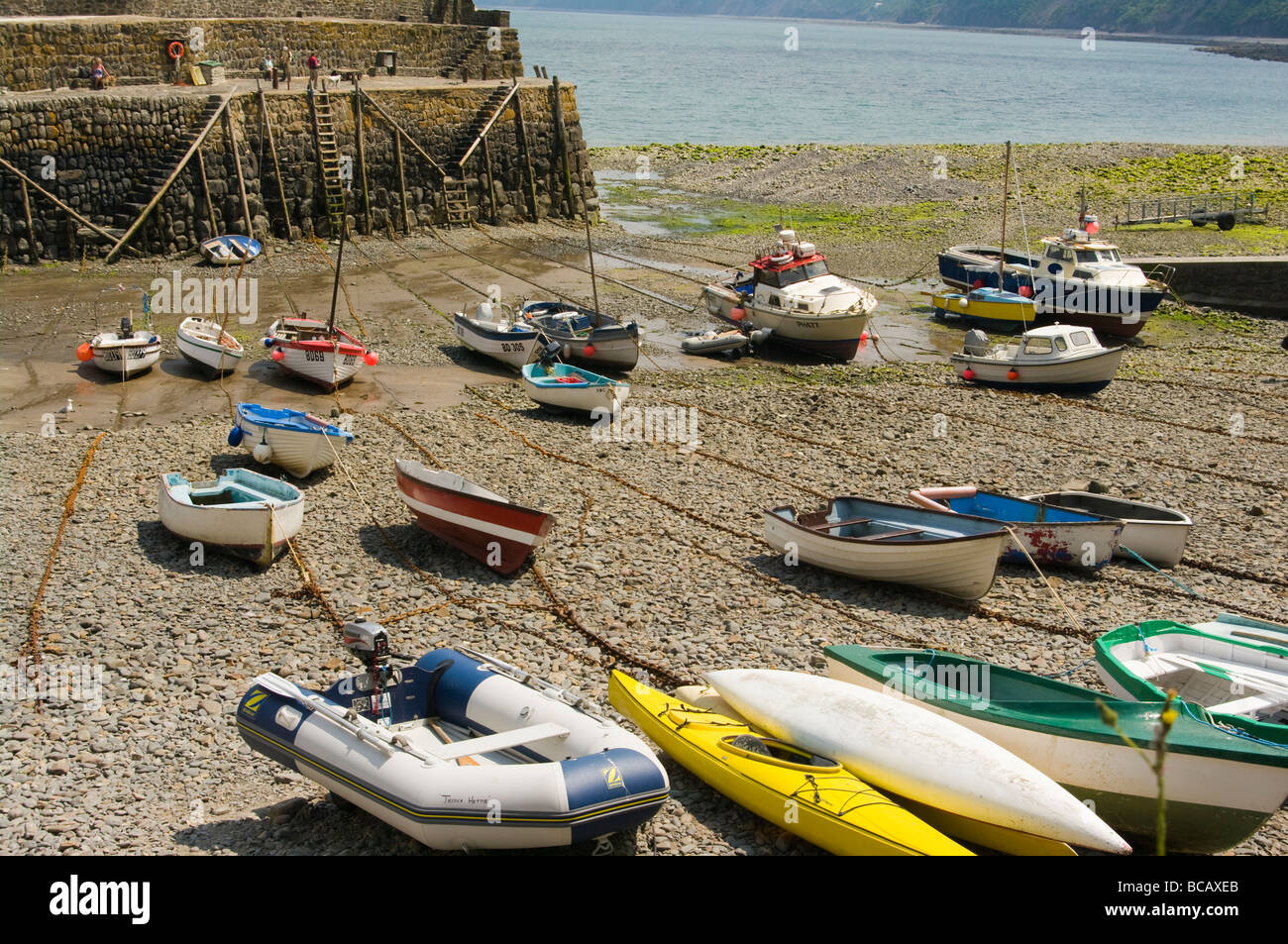 The Harbour at Low Tide Clovelly North Devon England Stock Photo - Alamy