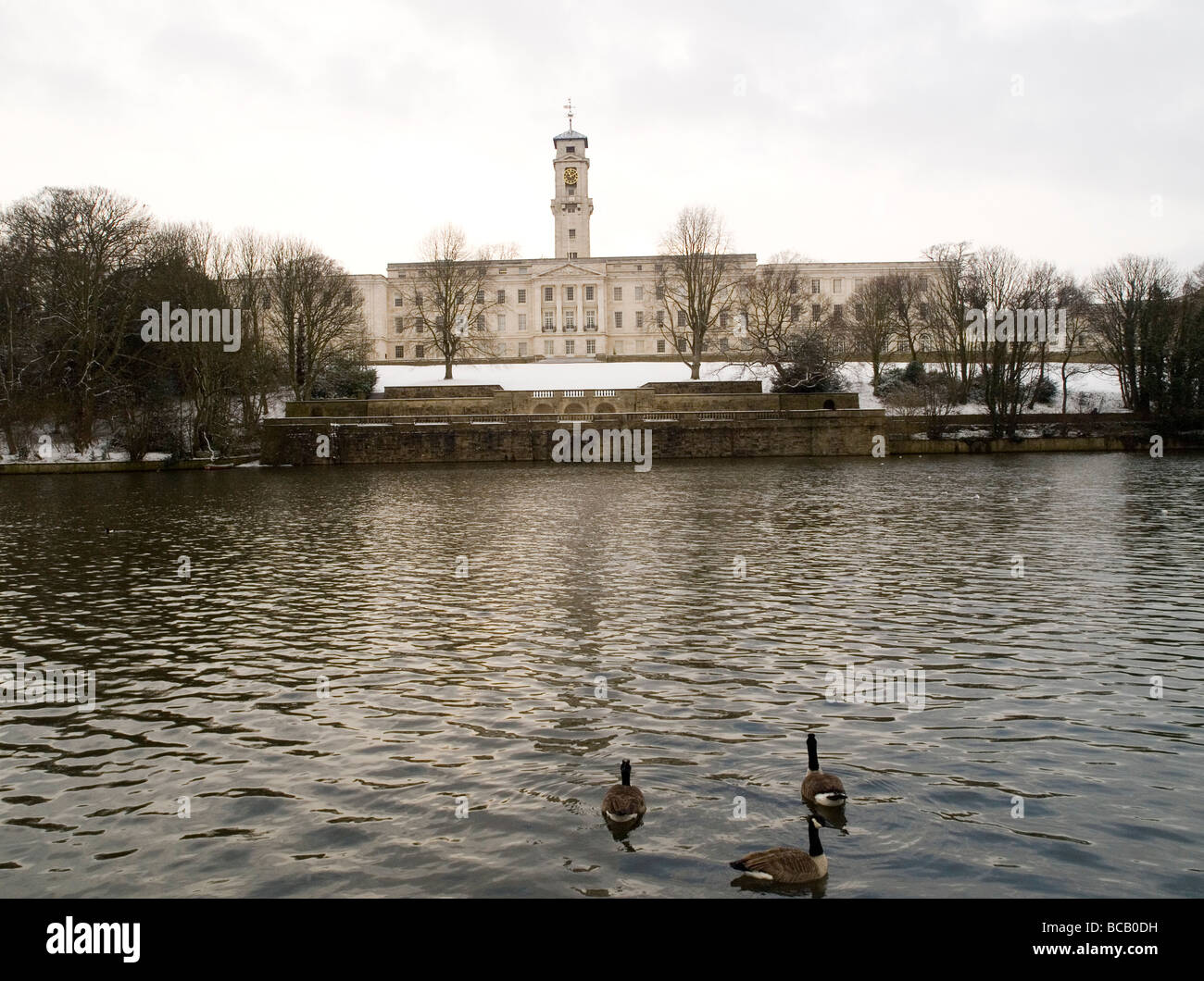 Snow on the ground at Highfields University Park, Nottingham England UK ...