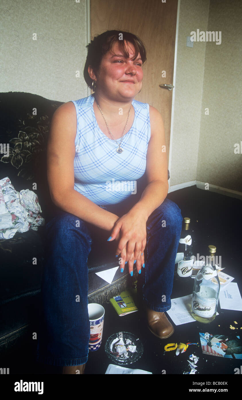 A young mum at a council house on the sink estate of Raffles Carlisle ...
