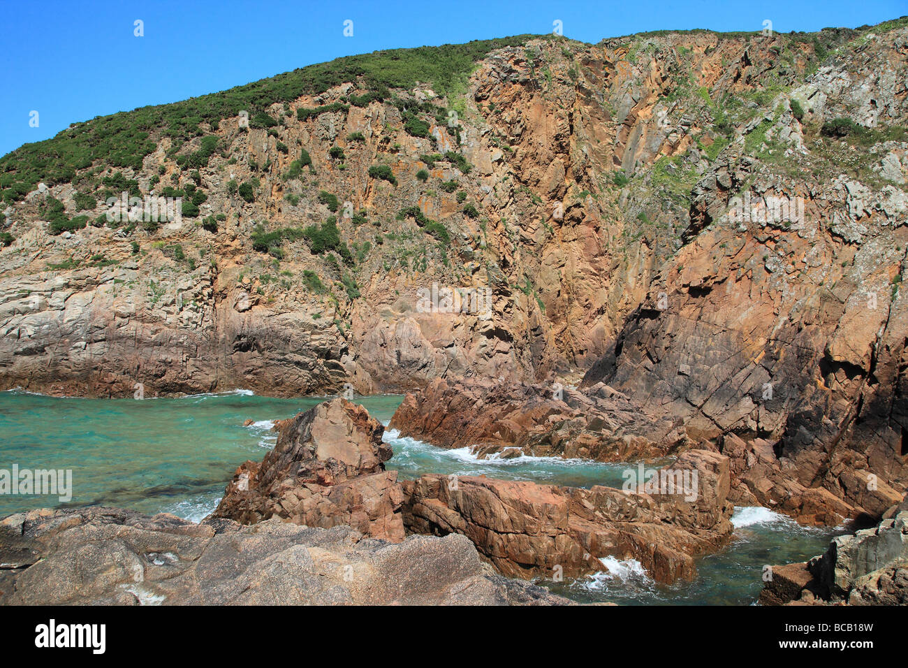 Plemont Bay rocks Jersey Channel Island, United Kingdom Stock Photo - Alamy