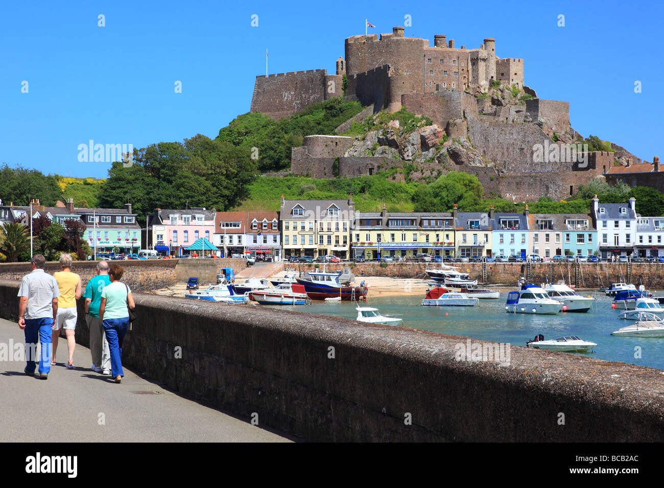 People walking on the promenade in Gorey, Jersey Channel Island, United ...