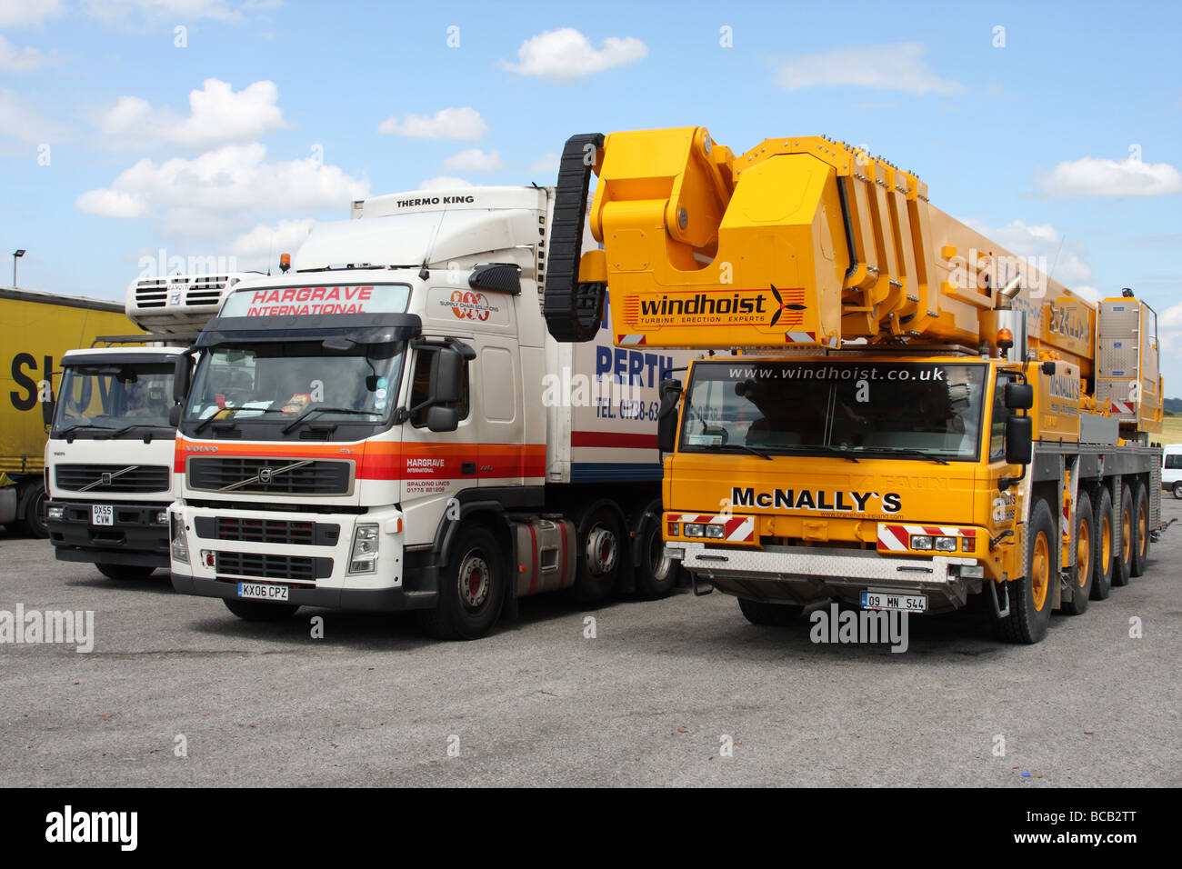 Lorries on a lorry park in the U.K Stock Photo - Alamy