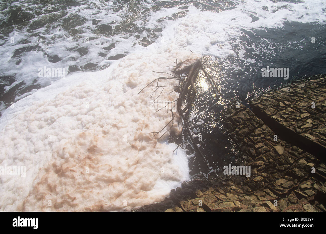 Pollution on the river Mersey near Warrington UK Stock Photo - Alamy