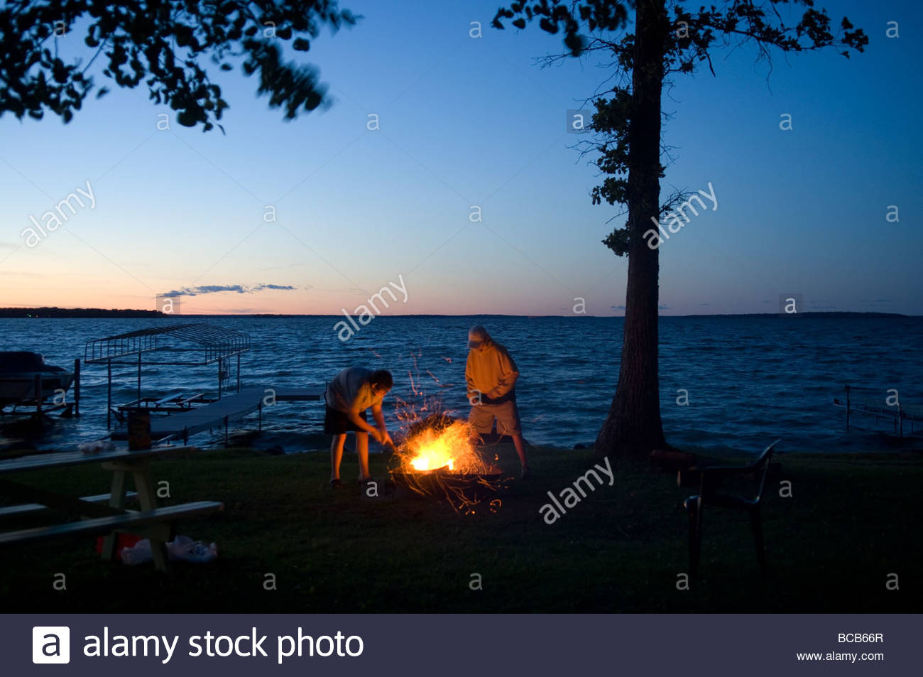 Campfire Flames Lake Fire Pit Stock Photos & Campfire Flames Lake Fire ...