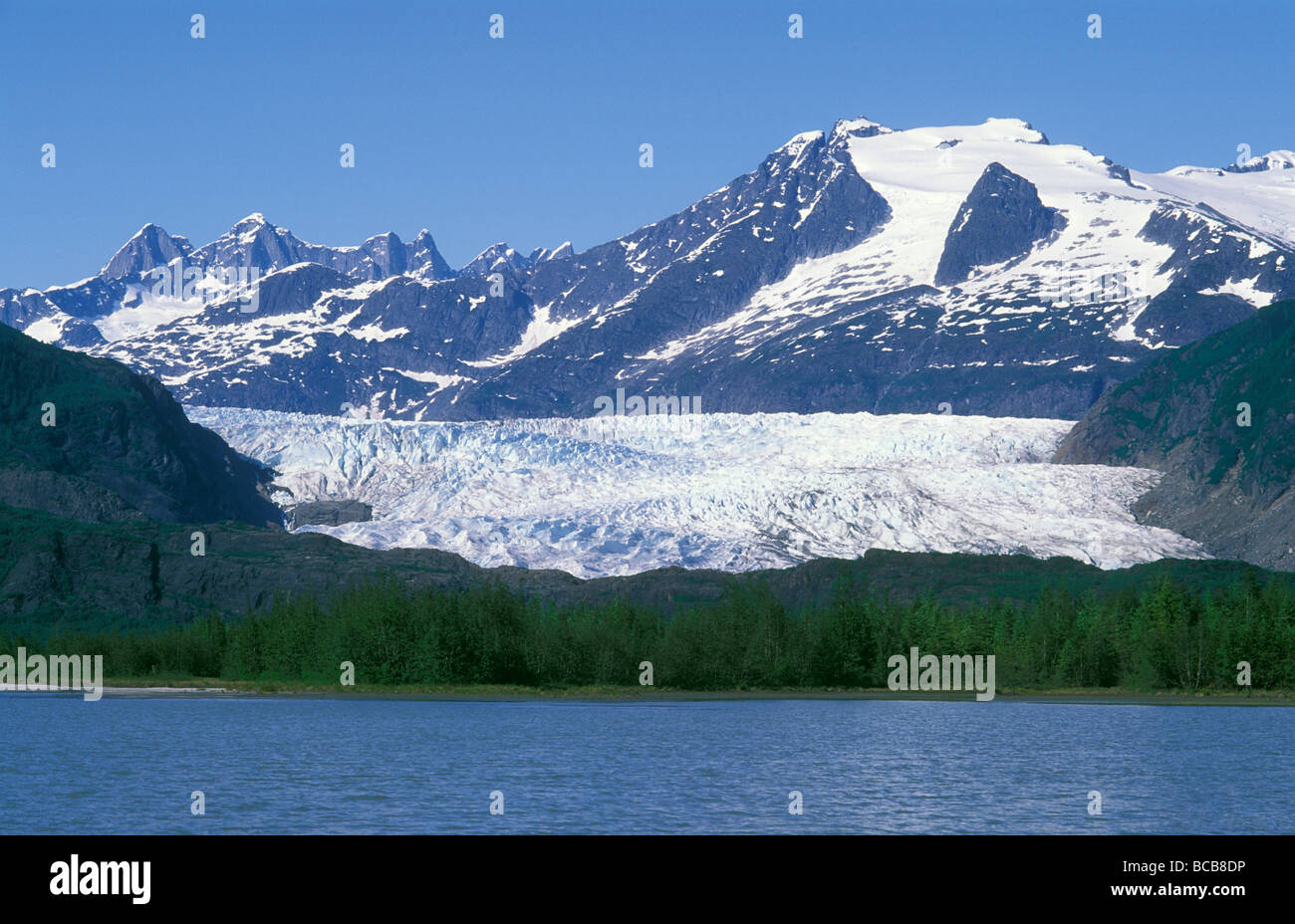 Mendenhall Lake, Mendenhall Towers, Glacier and Mount Wrather Stock ...
