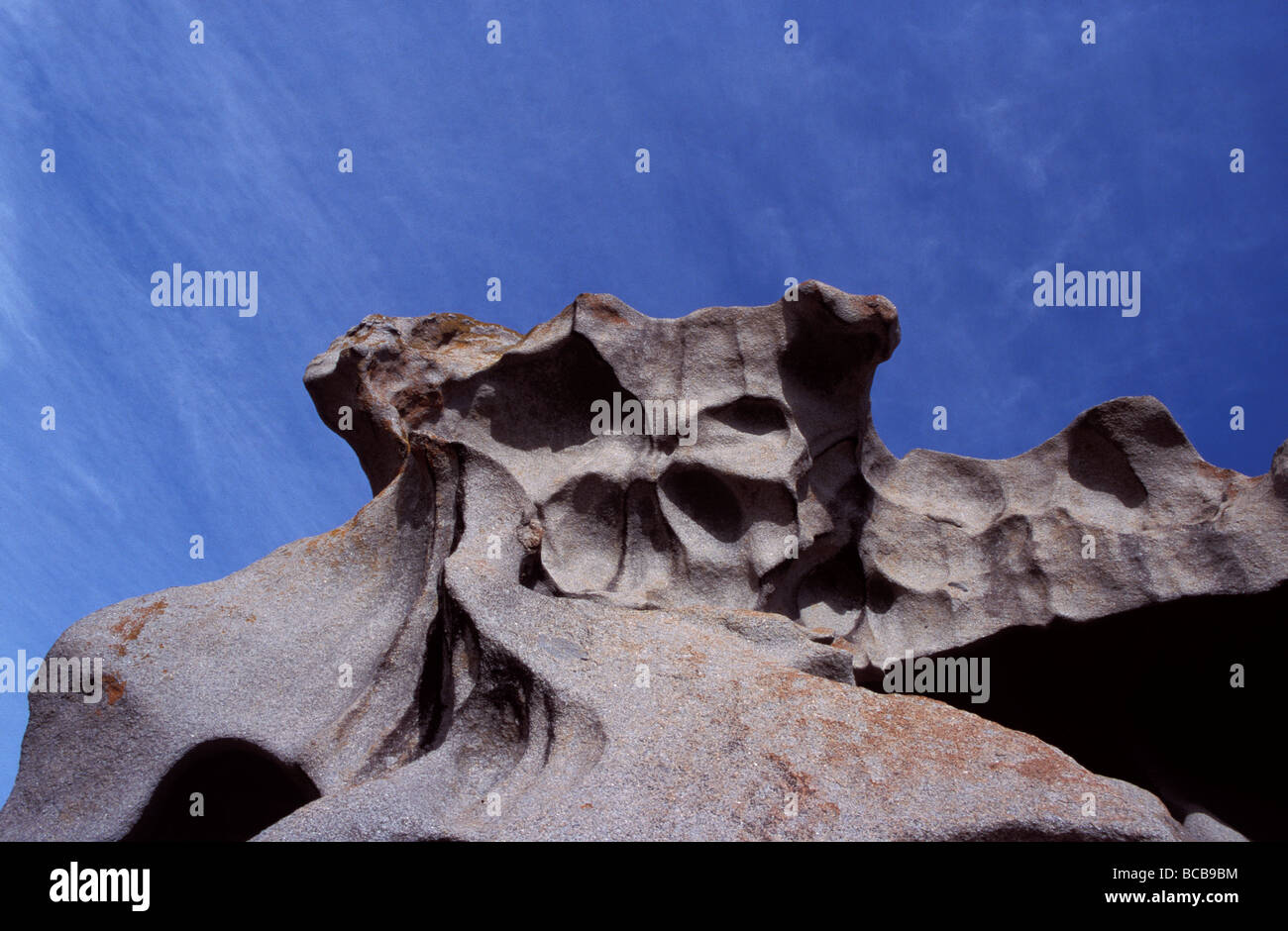 Erosion creates unusual shapes in the granite of the Remarkable Rocks ...