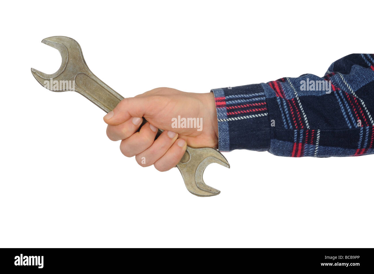 Hand with Spanner Stock Photo - Alamy