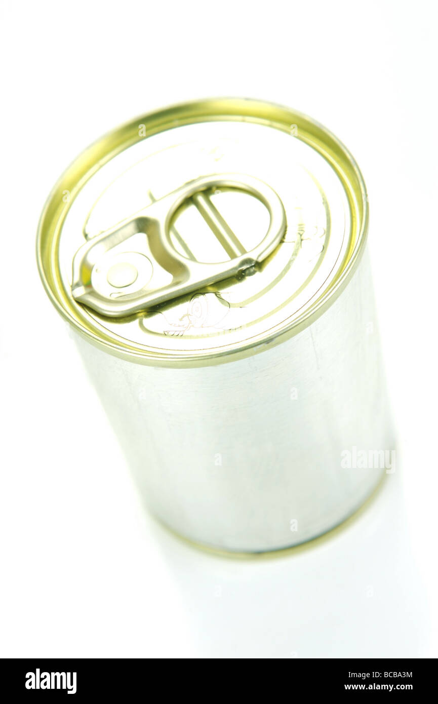 Canned food isolated against a white background Stock Photo - Alamy