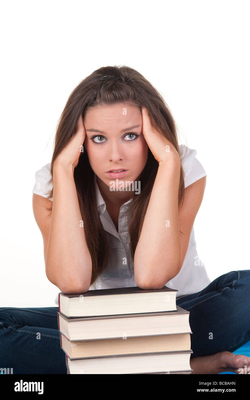 young student isolated in white Stock Photo - Alamy