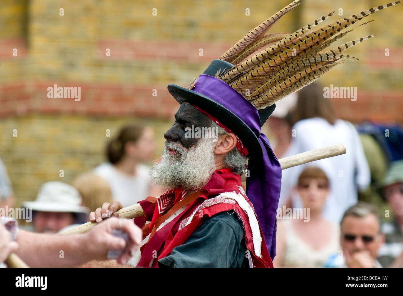 A dancer from the Dark Horse Border Morris side at a Folk Festival in ...
