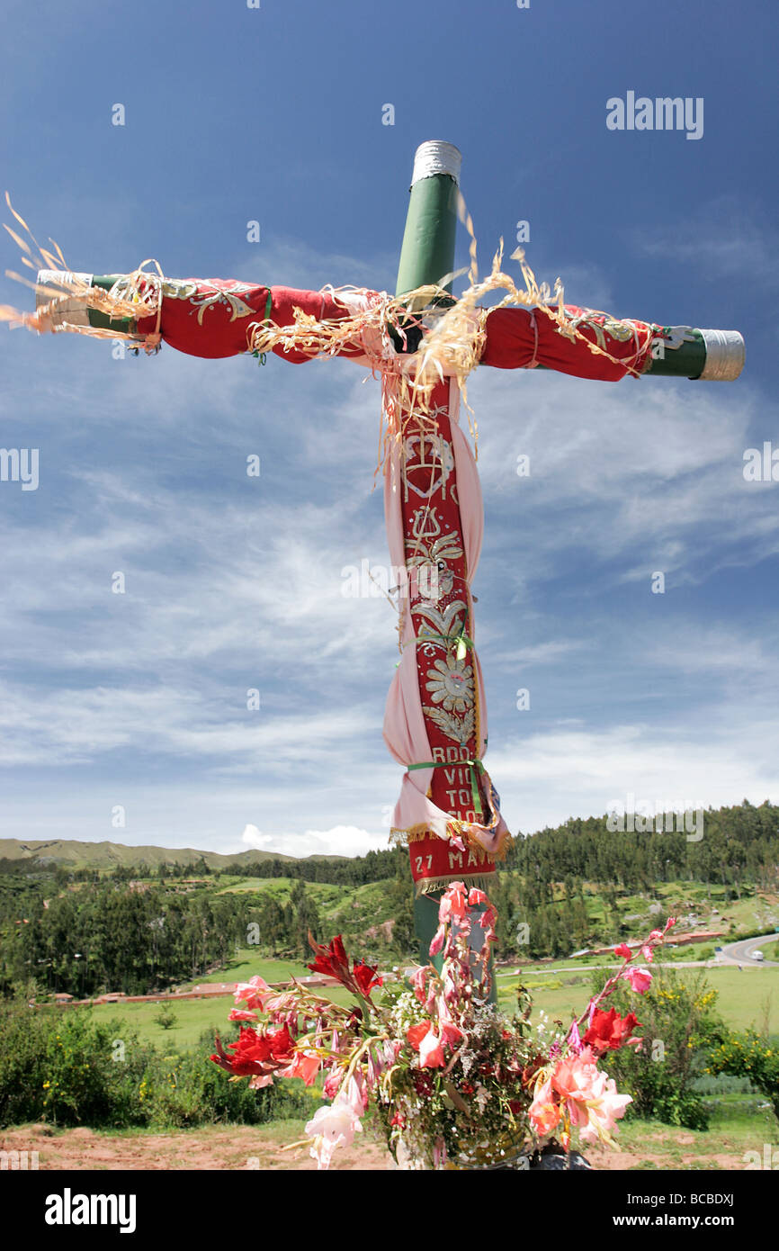 Decorated Cross on a Hillside of Cusco Peru Stock Photo - Alamy