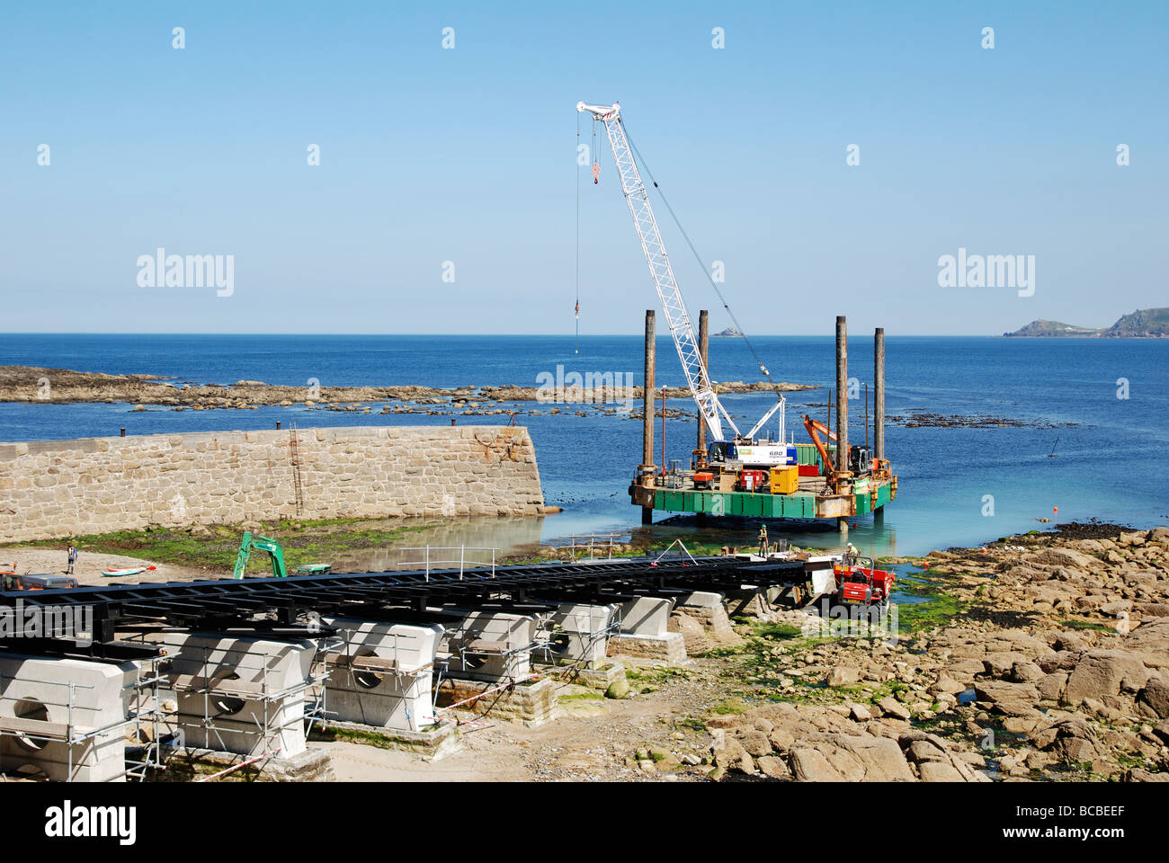 the new slipway for the lifeboat under construction at sennen cove in ...