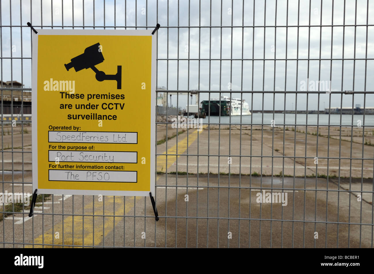 Dover port security CCTV surveillance notice UK Stock Photo - Alamy
