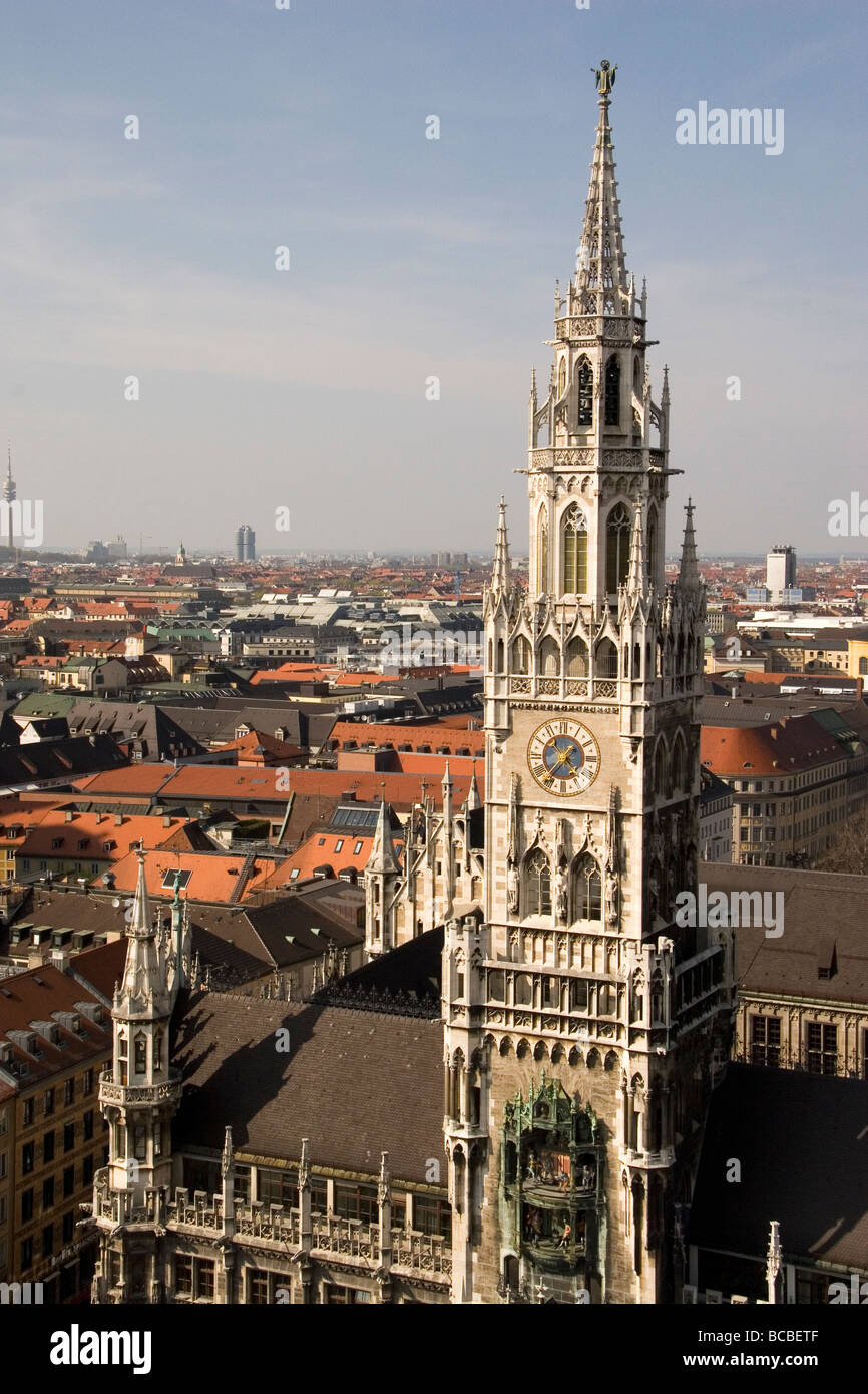 The Neues Rathaus (New Townhall) in Munich, Germany. The building is in ...