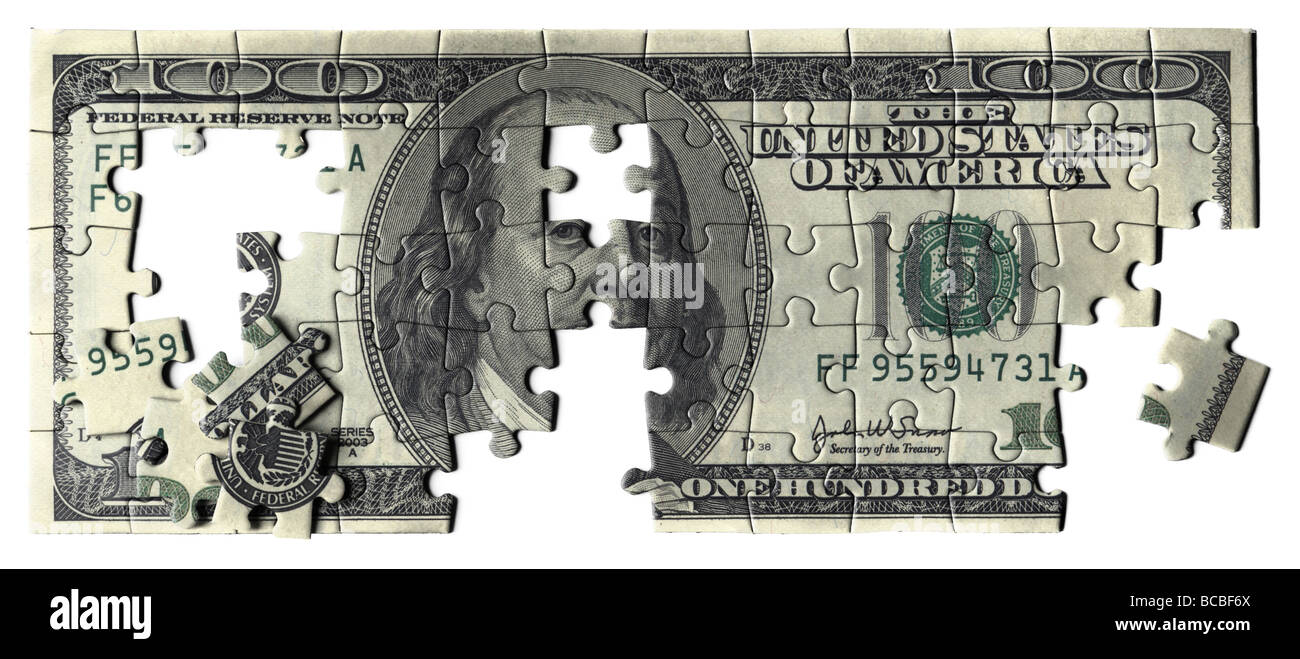 100 dollar bill puzzle hi-res stock photography and images - Alamy