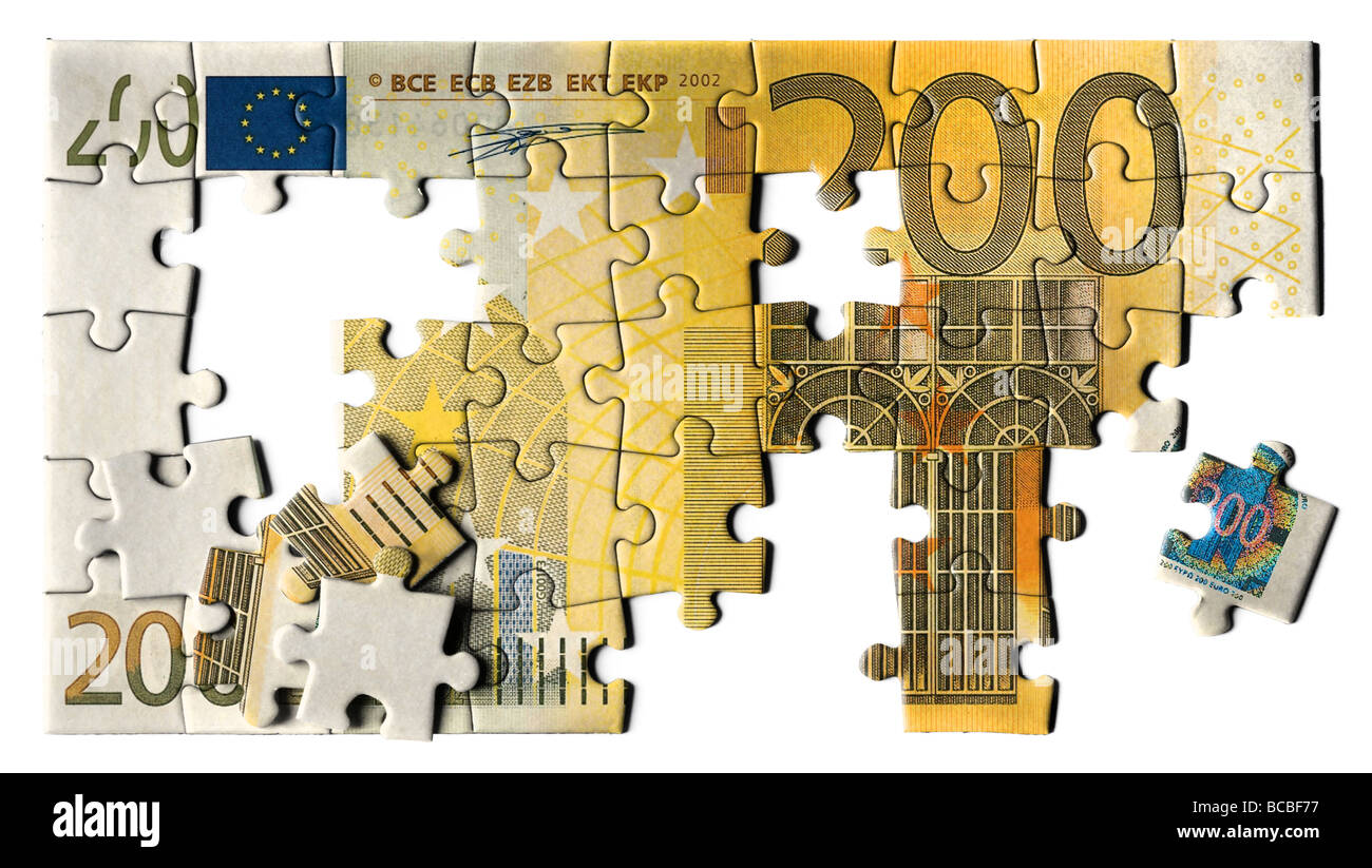 Photographic illustration by MEESON of a jigsaw puzzle of a 200 Euro ...