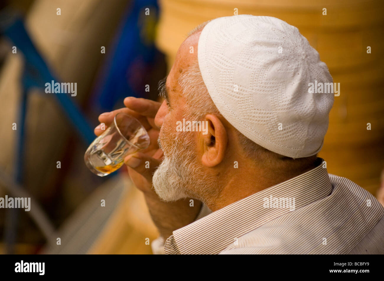 Old Turkish man drinking tea Stock Photo - Alamy