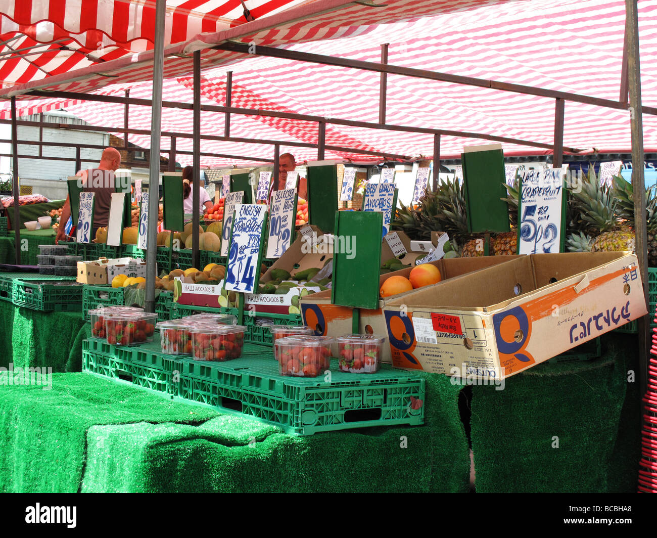 A traditional british market scene fruit and veg stall Stock Photo - Alamy