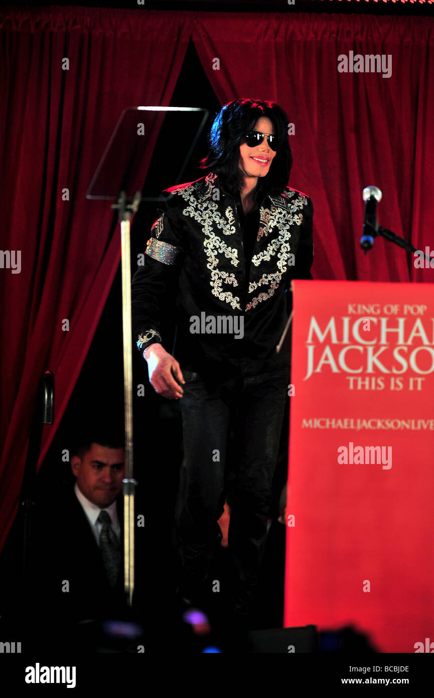Michael Jackson at the O2 arena in London where he unveiled plans for ...