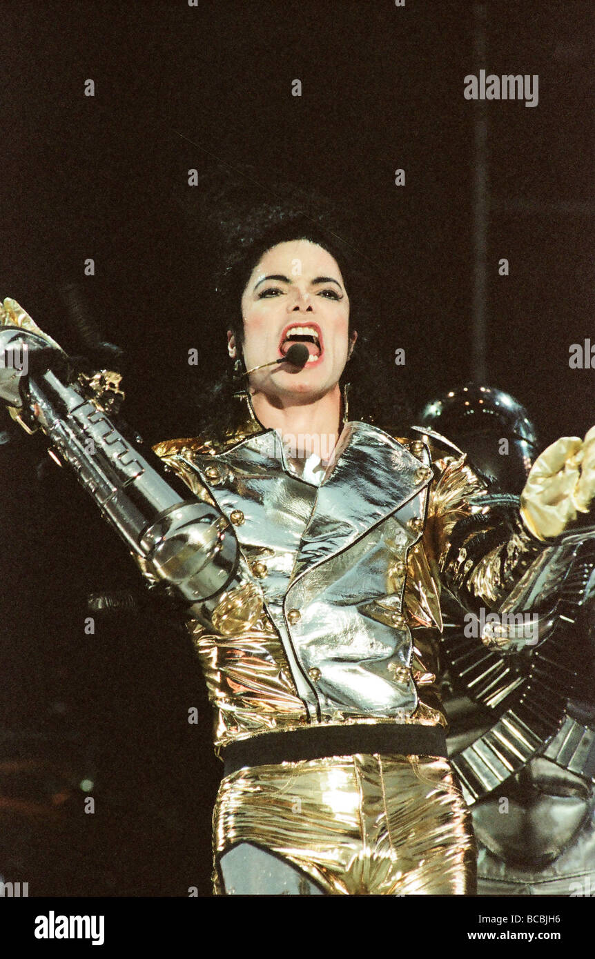 Michael Jackson seen here on stage at Sheffield 10th July 1997 Stock ...