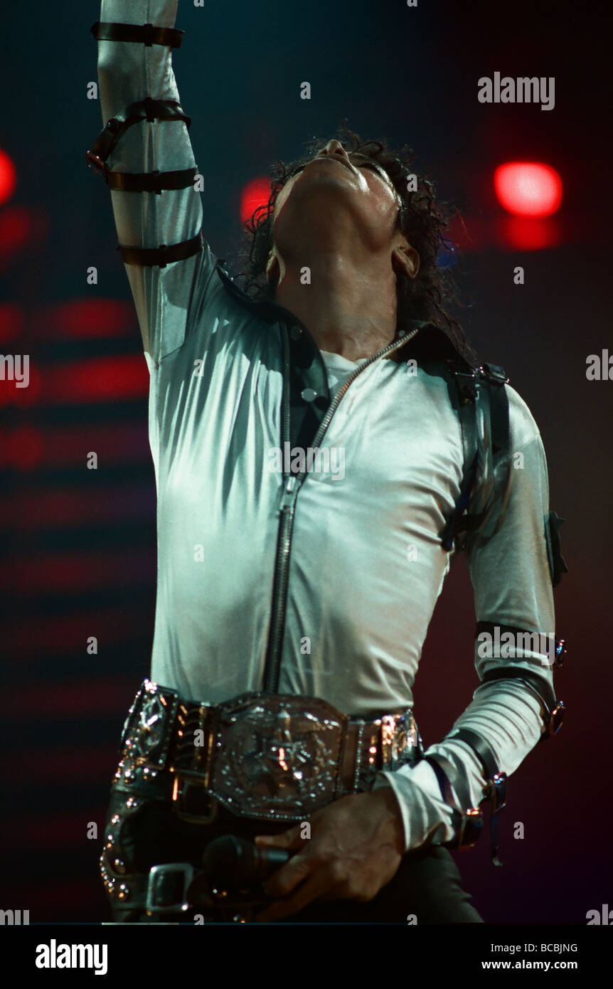 Michael Jackson can be seen performing on stage at Wembley during the ...