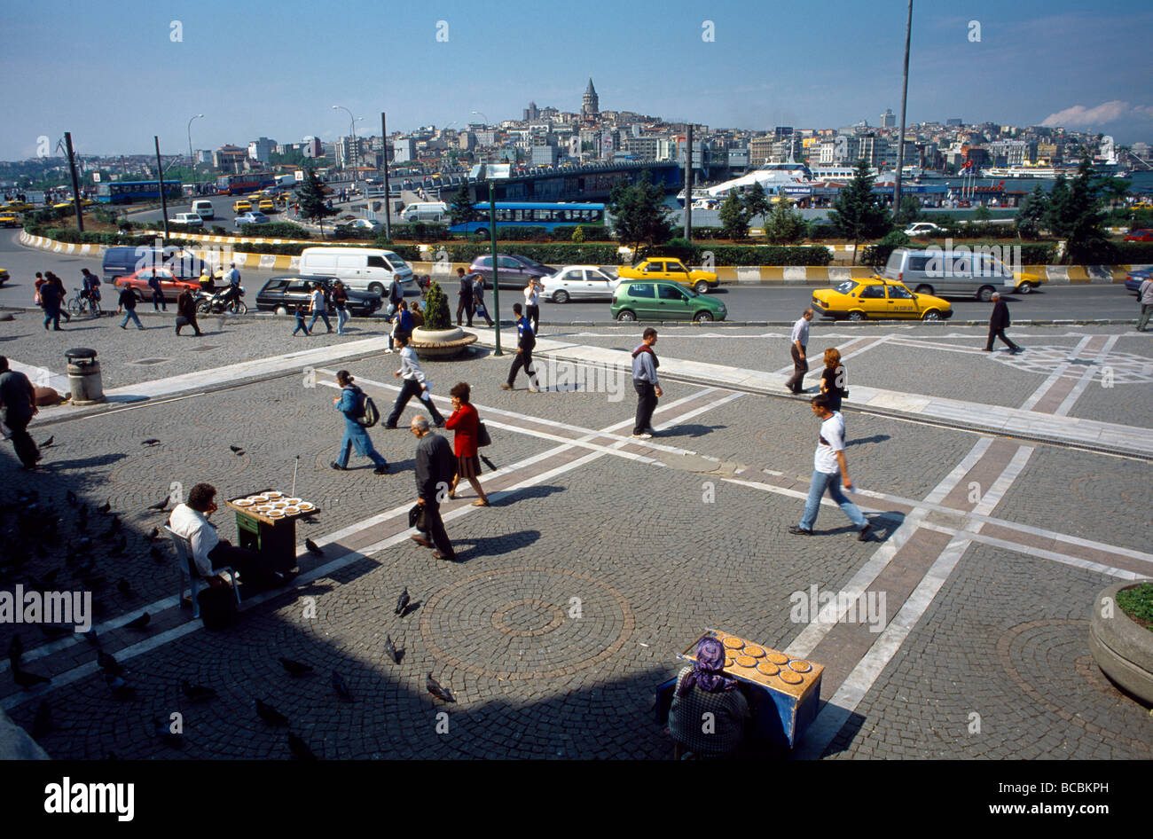 Istanbul Turkey Street Scene Along The Waterfront People Walking By ...