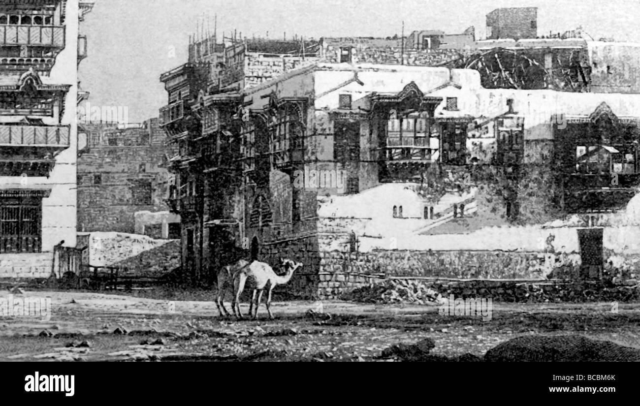 Saudi Arabia Historical Djedda Camels Outside Houses Stock Photo - Alamy