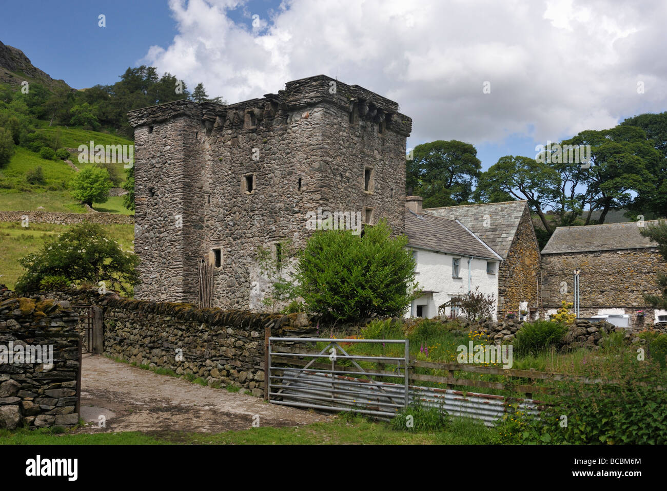 Pele tower, Kentmere Hall Farm. Kentmere, Lake District National Park ...
