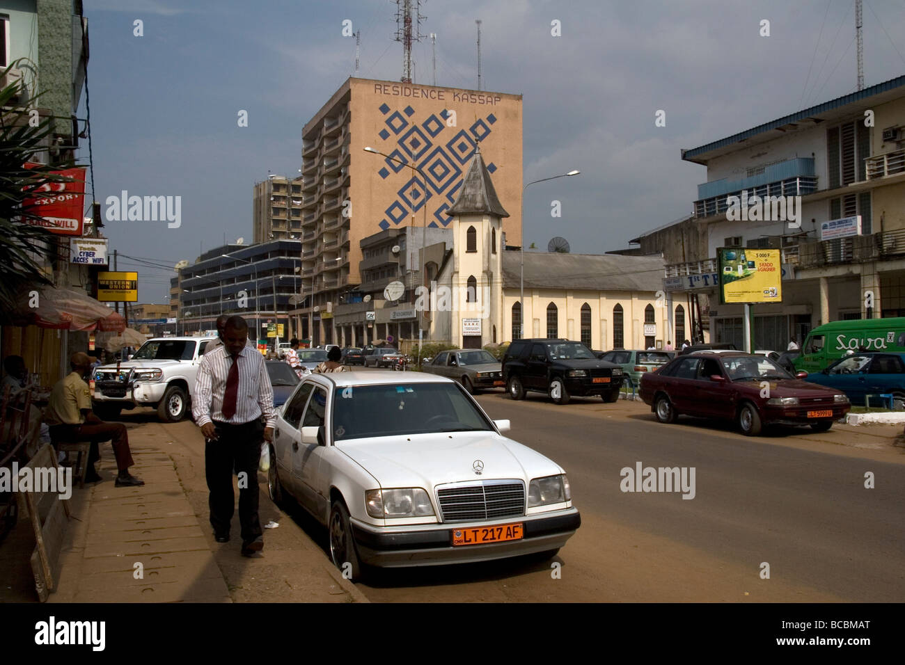 Street scene in Akwa commercial district of downtown Douala Cameroon ...