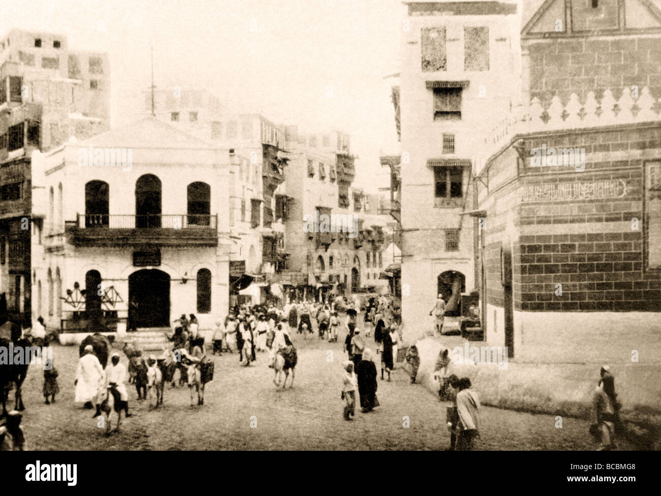Saudi Arabia Historical People In The Main Street Of Mecca With The ...