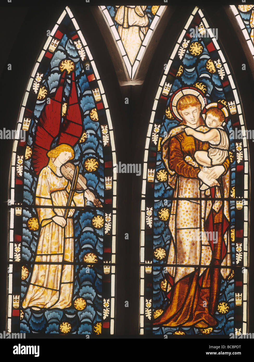 Angel with Violin by William Morris and BVM and Child by Burne-Jones ...