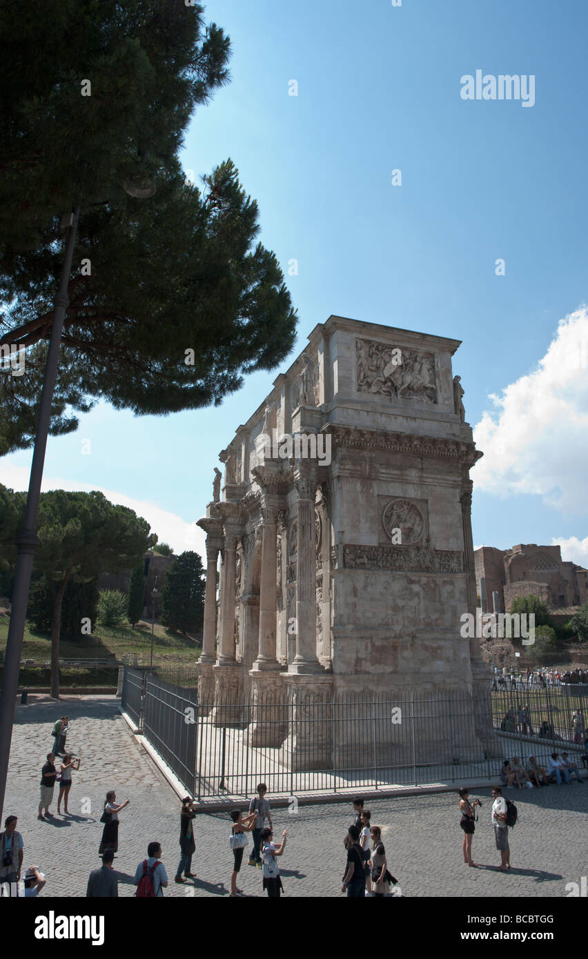 South (with columns) and West side of the Arch of Constantine Stock ...