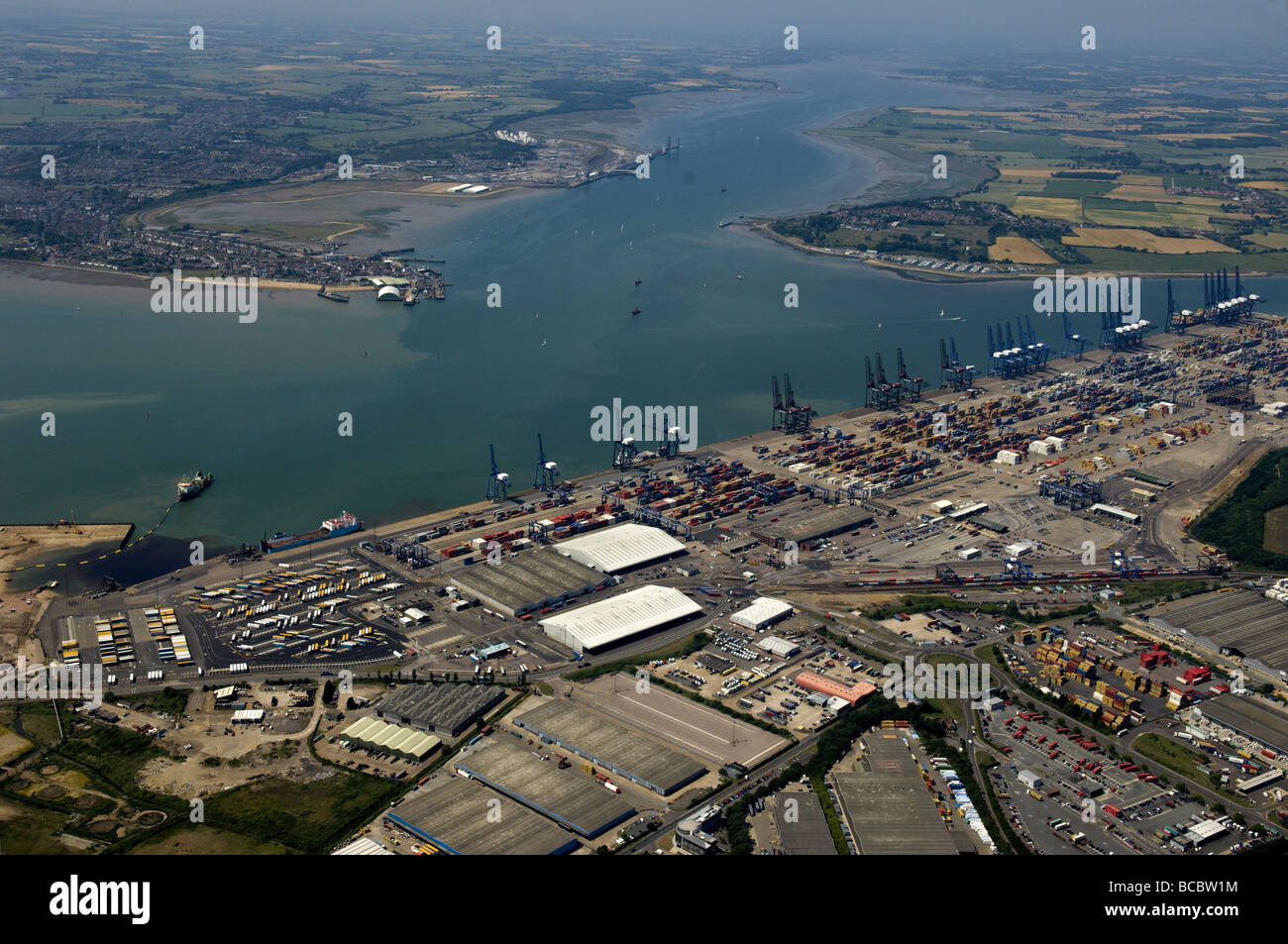 The Port of Felixstowe UK from the air Stock Photo - Alamy