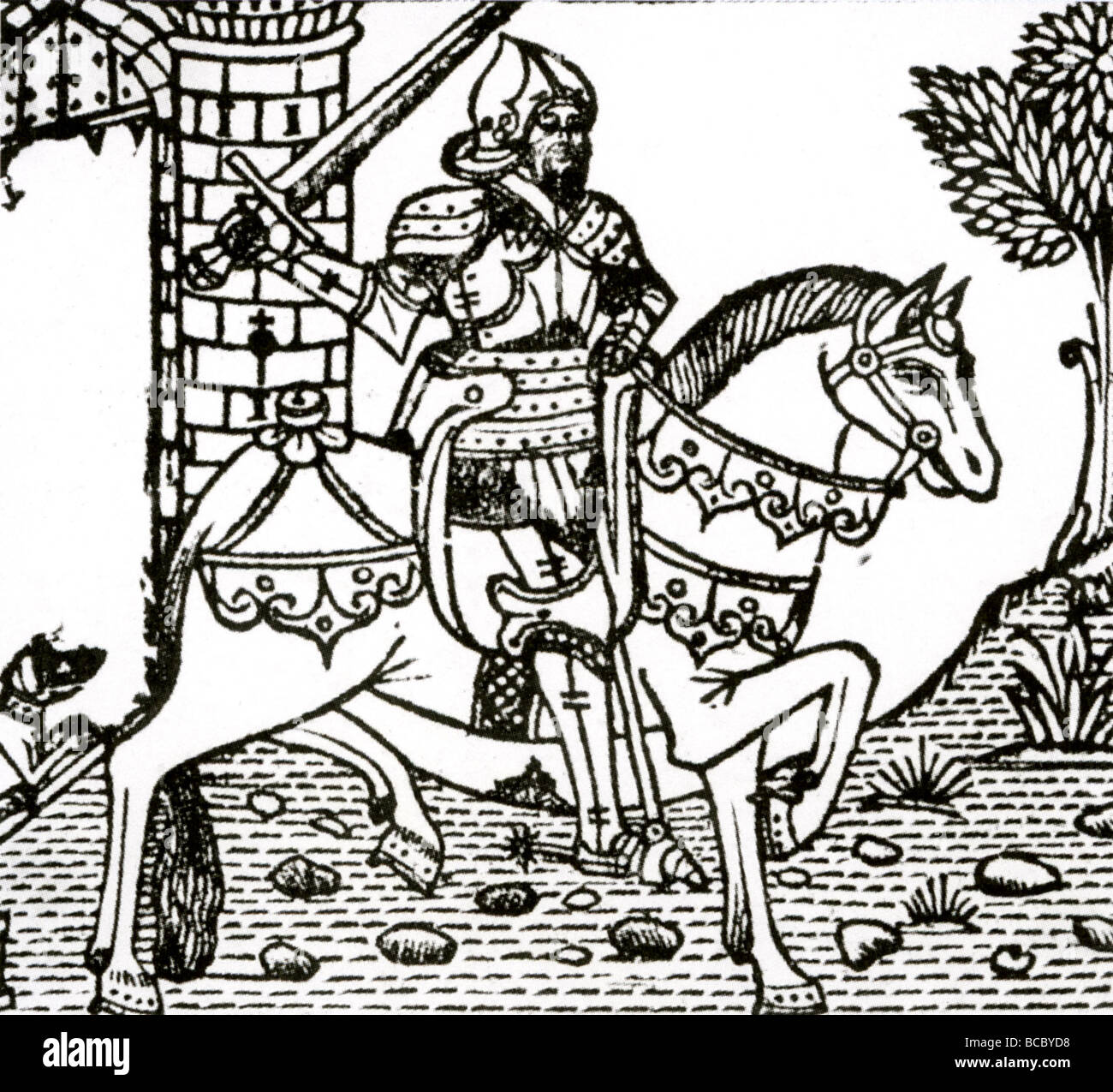 EL CID - Spanish military hero c 1043-1099 in a contemporary print ...