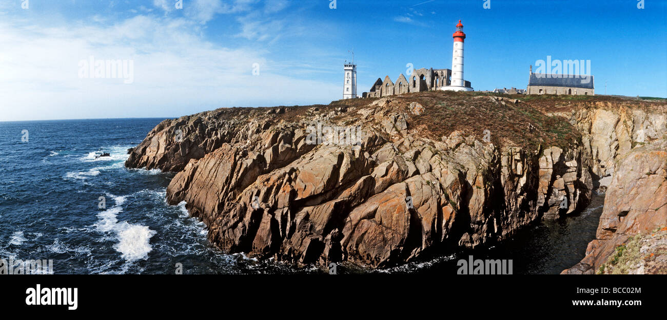 France, Finistere, Pointe Saint Mathieu, the lighthouses Stock Photo ...