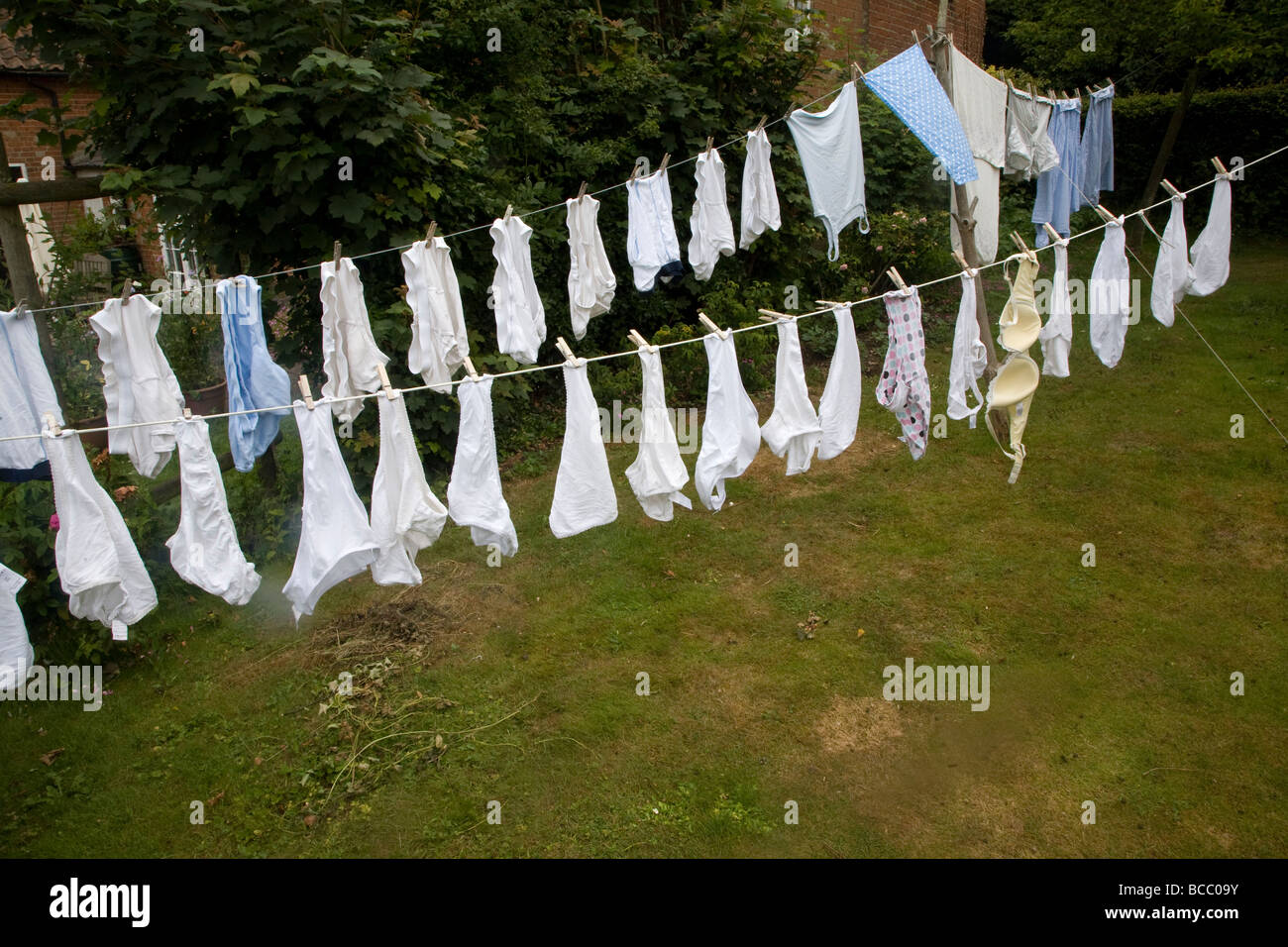 Underwear on washing line Stock Photo - Alamy