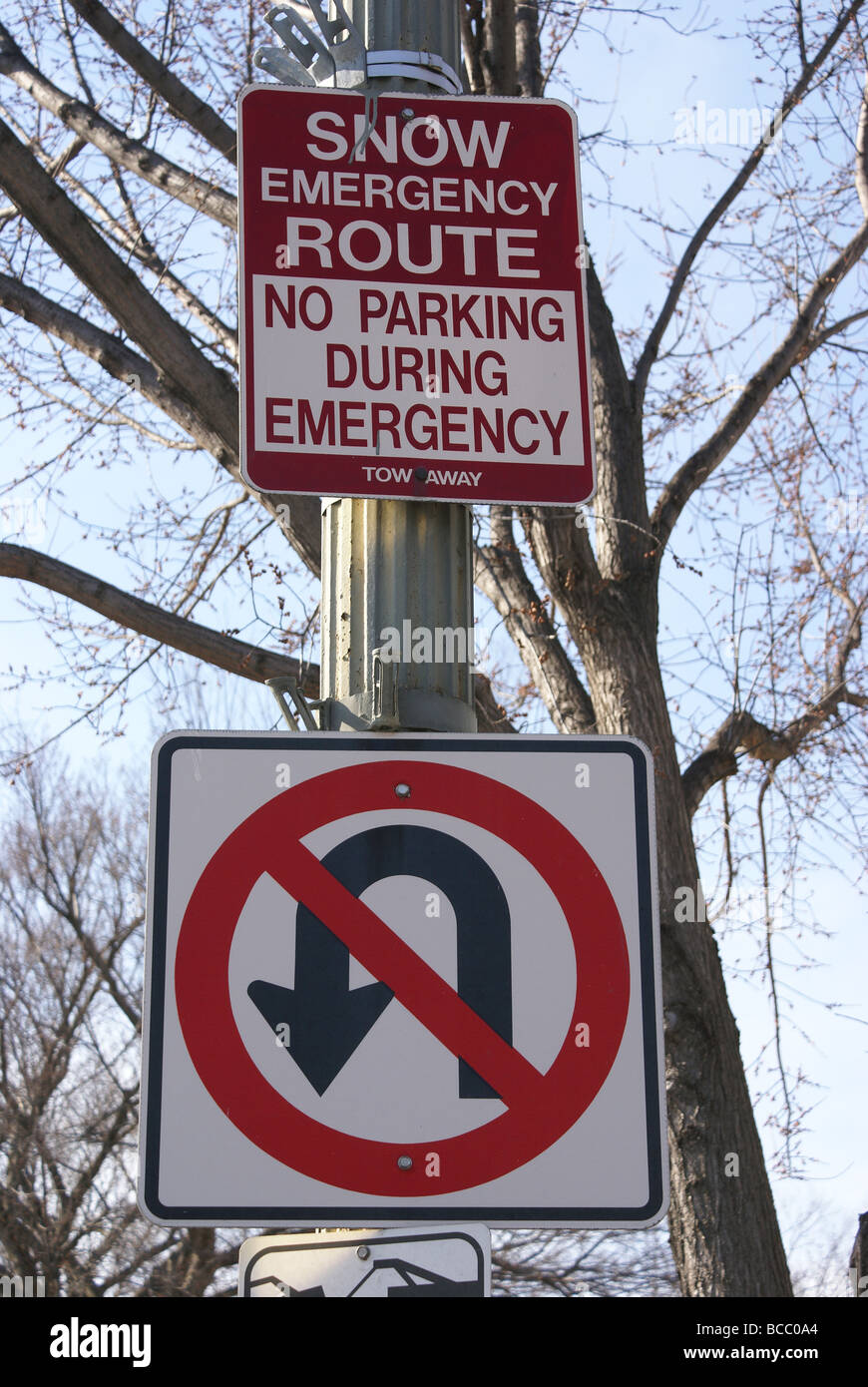 Snow route sign on The Mall, Washington DC, USA Stock Photo - Alamy