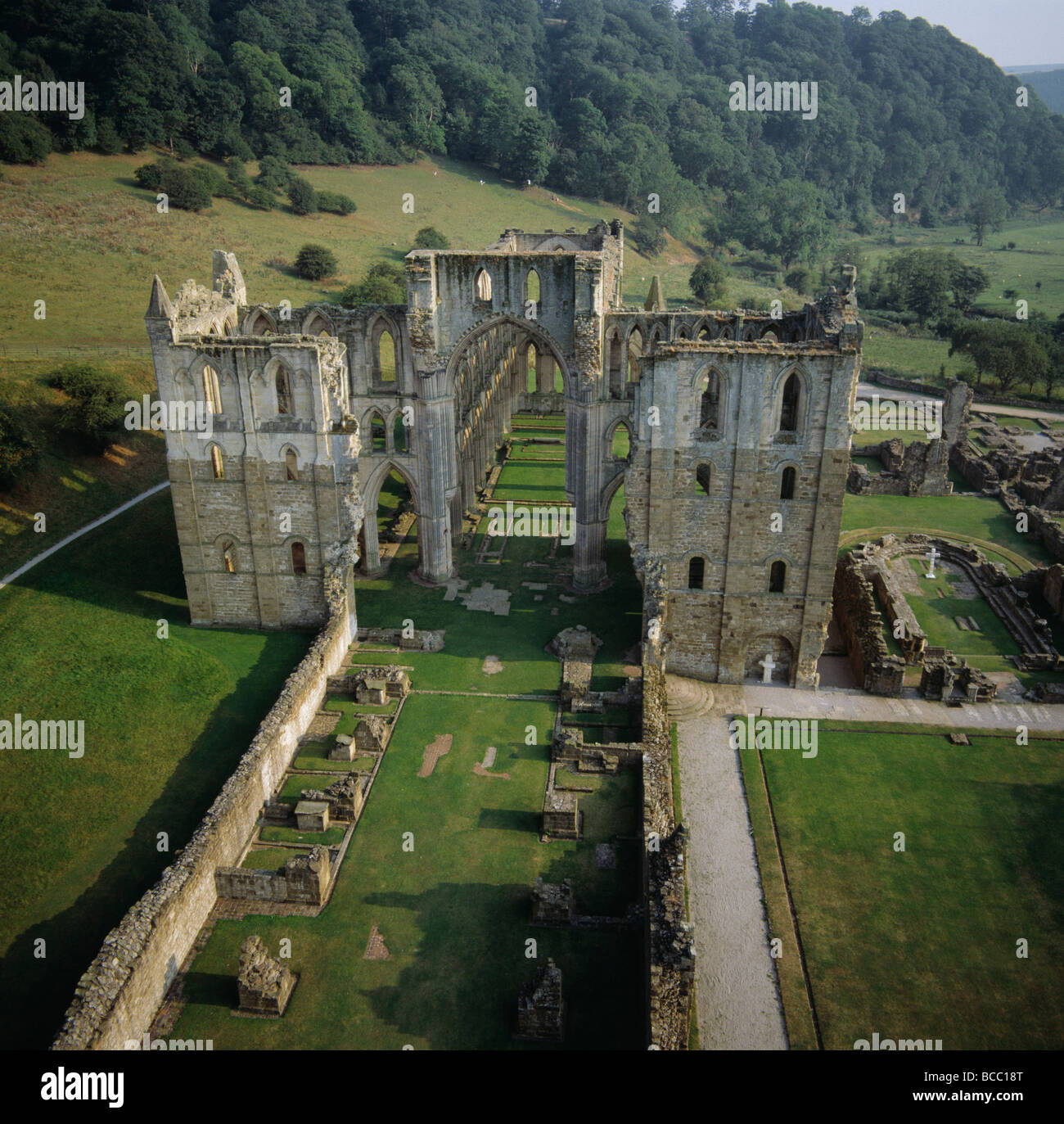Rievaulx Abbey North Yorkshire UK aerial view Stock Photo - Alamy