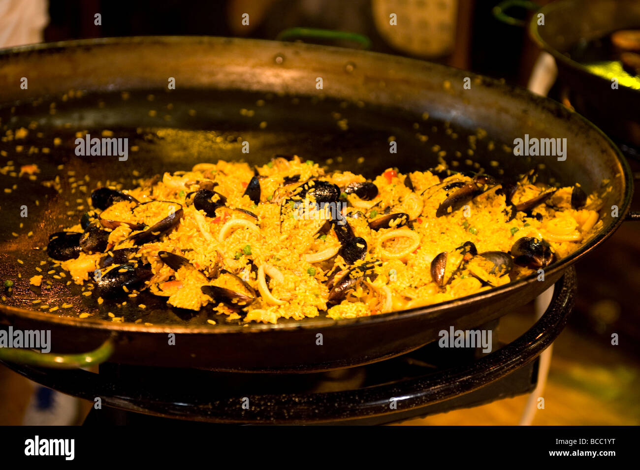 Traditional spanish rice : Paella with seafood Stock Photo - Alamy