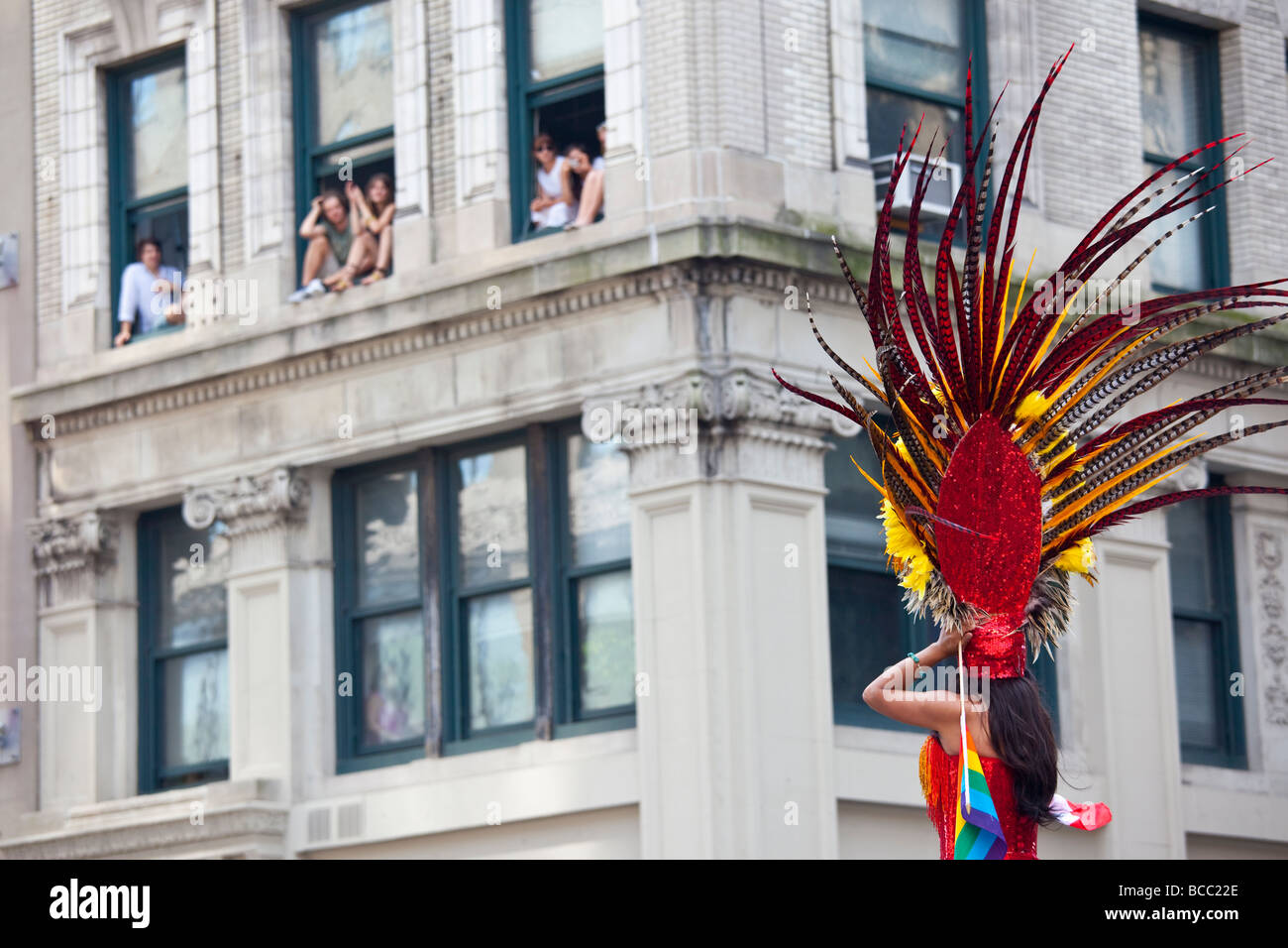 Watching the 2009 Gay Pride Parade from Windows in New York City Stock ...