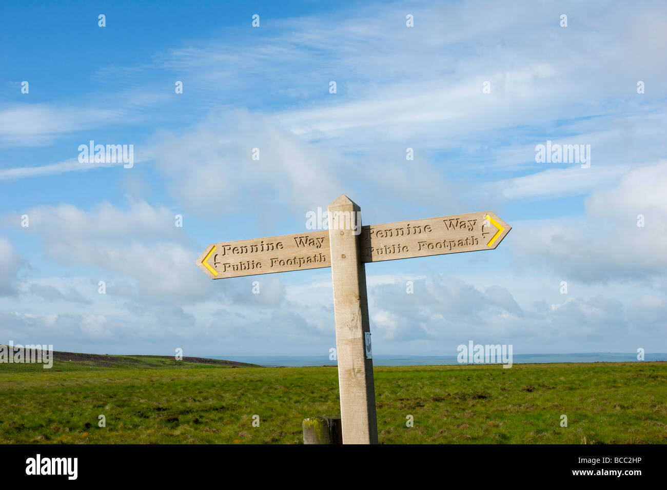 Pennine Way sign near Bellingham, Northumberland, England UK Stock ...
