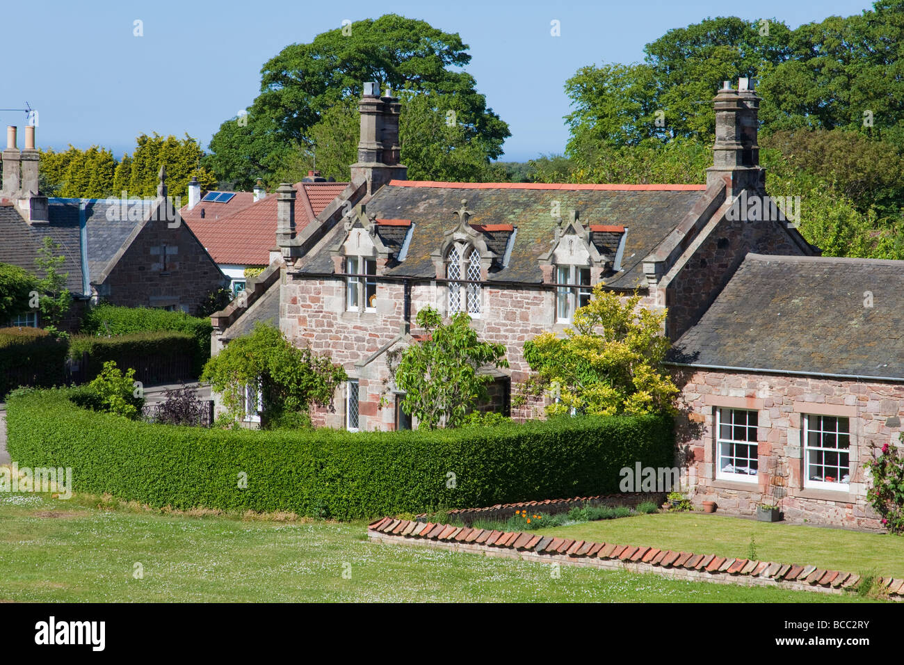 Traditional stone country cottage with garden Scotland Stock Photo - Alamy