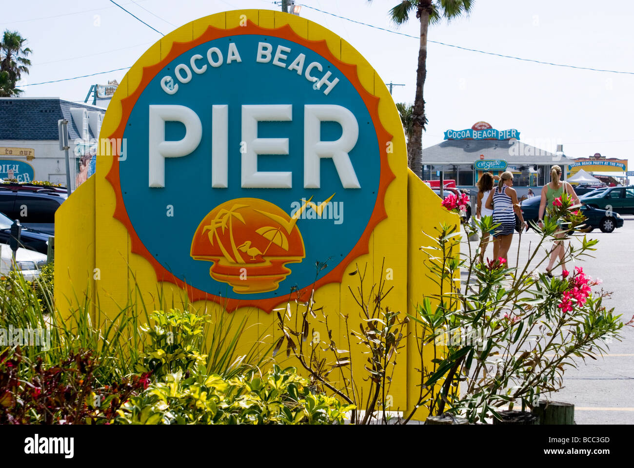 Cocoa Beach Pier sign in Cocoa Beach, Florida Stock Photo - Alamy