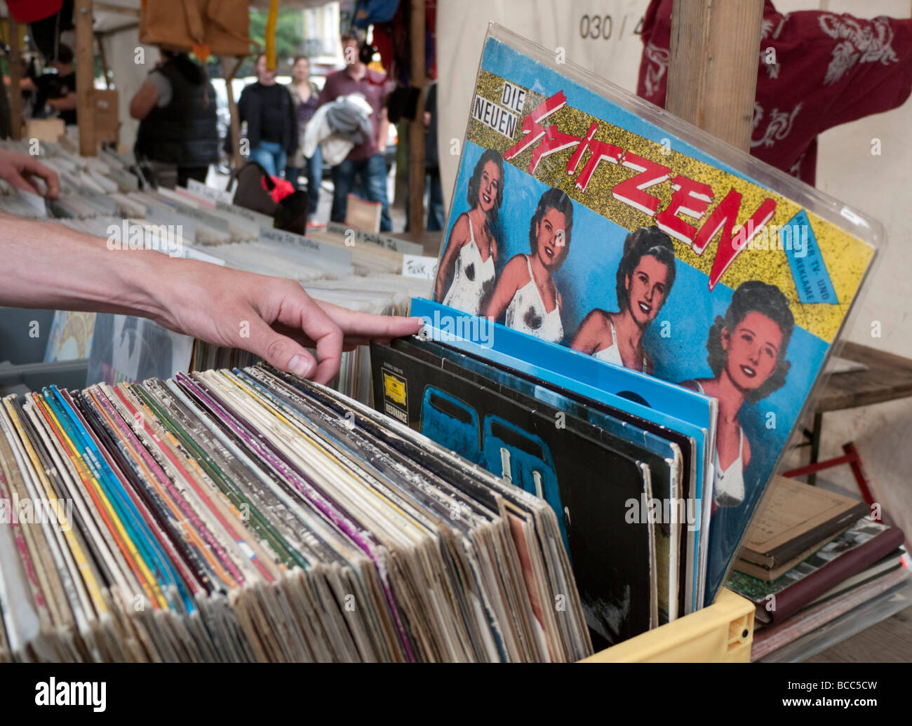 Popular feamarket at Boxhagener Platz in Friedrichshain in Berlin ...